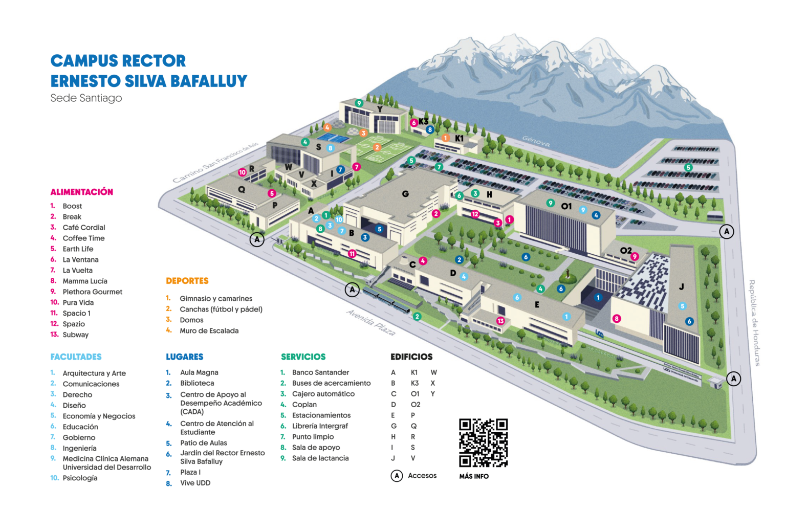 Mapa Campus Rector Ernesto Silva Bafalluy - Universidad del Desarrollo